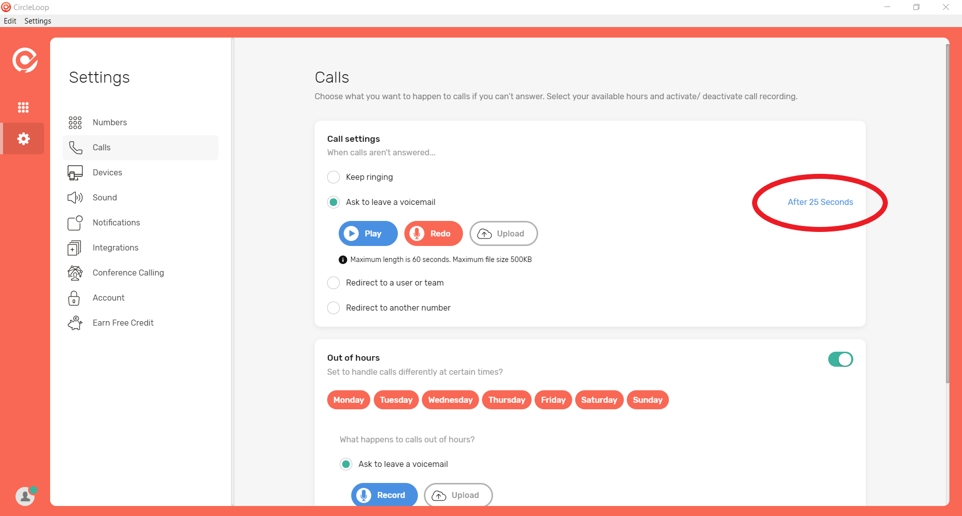 Setting Redirect and Voicemail Delay